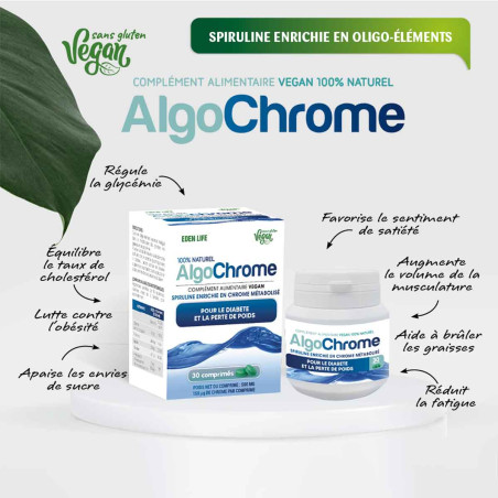Eden Life - Complément alimentaire algo chrome - 30 comprimés